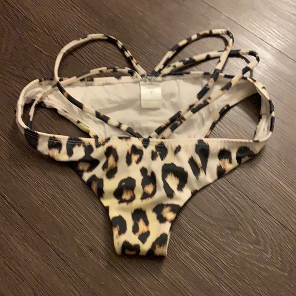 Plumeria Swimwear | Swim | Leopard Strappy Swim Bottoms | Poshmark